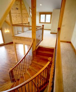 Rustic Curved Staircase with Woven Wrought Iron Spindles #235 - The ...